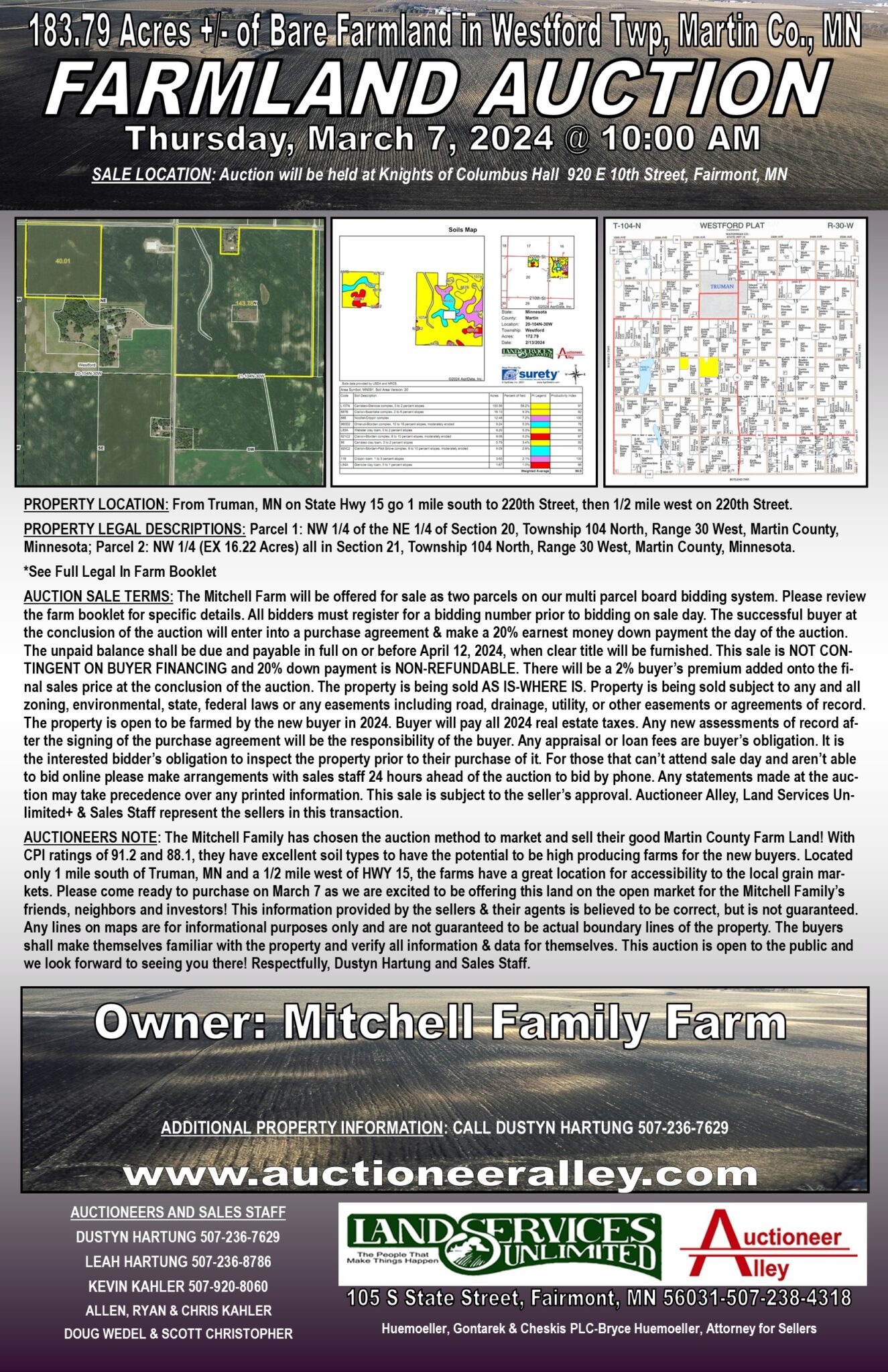 SOLD! Bare Farmland Auction in Martin County, MN - Land Services Unlimited